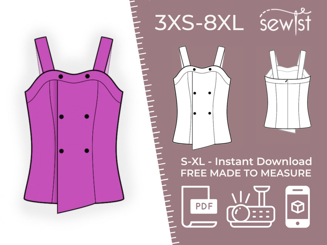 2330 Top Sewing Pattern PDF S-M-L-XL or Made to Measure - Etsy