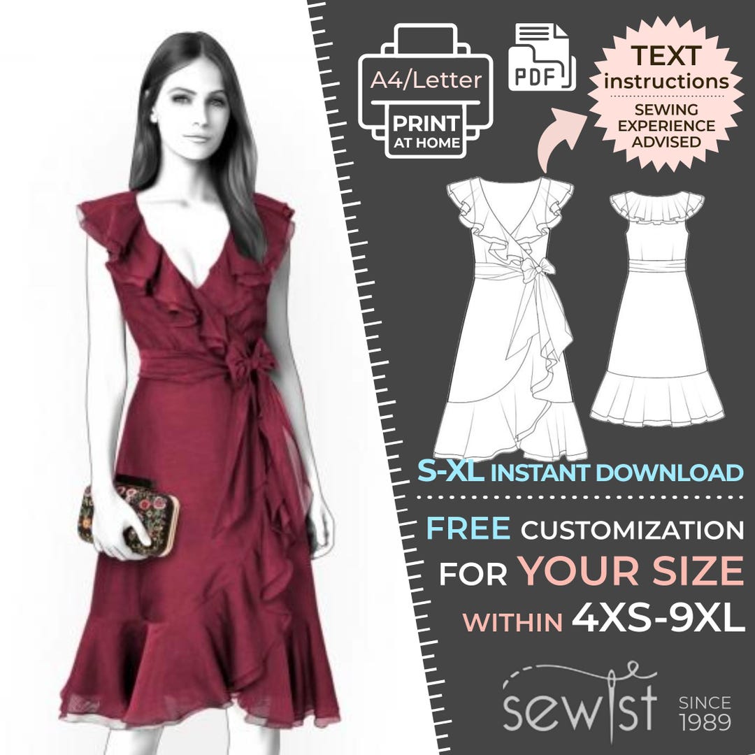 4488 Women's Dress Sewing Pattern PDF - S,M,L,XL / Custom Size ...