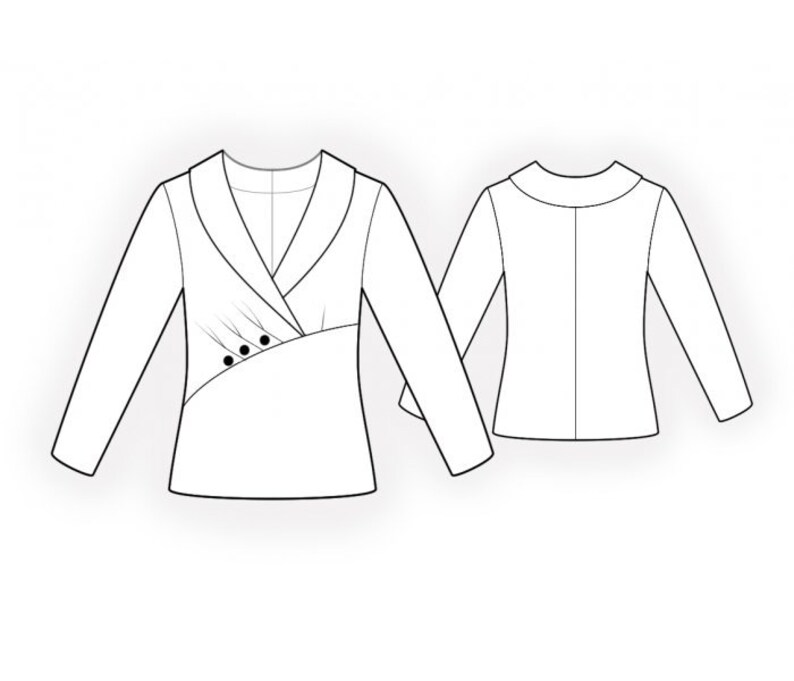 4715 - Knit Blouse With Asymmetric Yoke Sewing Pattern PDF: S-M-L-XL ...