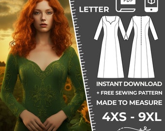 Women's Maxi Dress Puff Sleeves Sewing Pattern PDF 4xs-9xl/custom Size ...