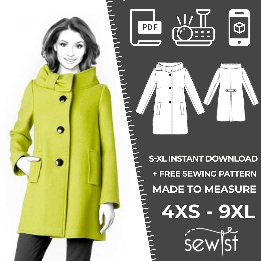 4248 Coat Sewing Pattern PDF - S-M-L-XL or Made to Measure Sewing ...