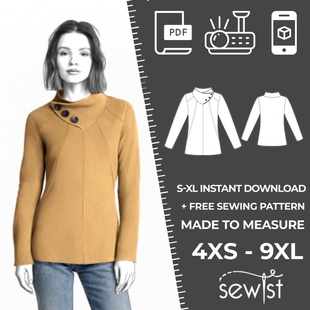 2548 Knit Blouson Sewing Pattern PDF S-M-L-XL or Made to Measure Sewing Pattern PDF Download ...