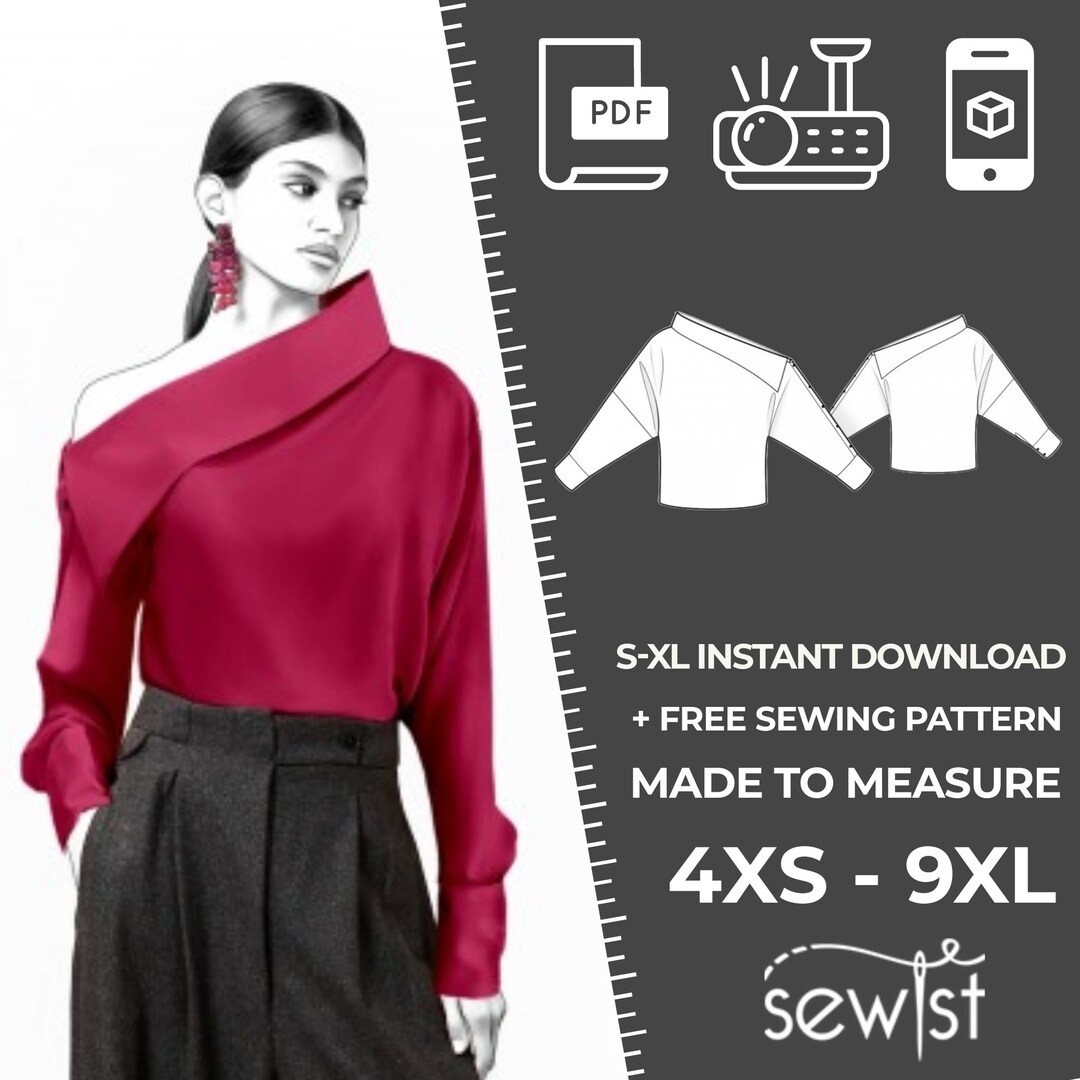 2624 Blouse Sewing Pattern PDF S-M-L-XL or Made to Measure Sewing ...