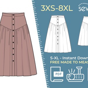 2079 Skirt S-M-L-XL or Made to Measure Sewing Pattern PDF - Etsy
