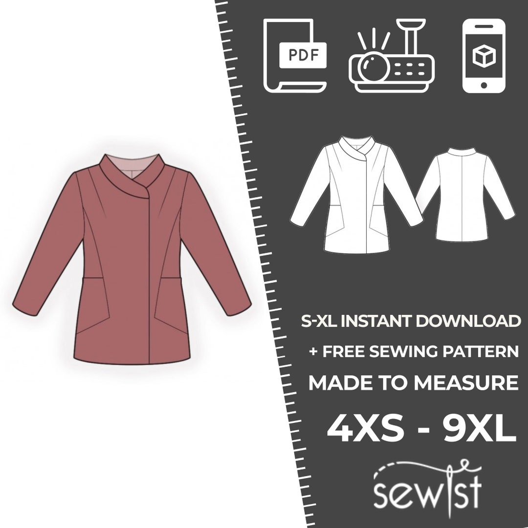 2615 PDF Short Coat Sewing Pattern S-M-L-XL or Made to Measure Sewing ...