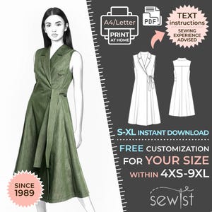 2334 Dress Sewing Pattern PDF - S-M-L-XL or Made to Measure Sewing ...