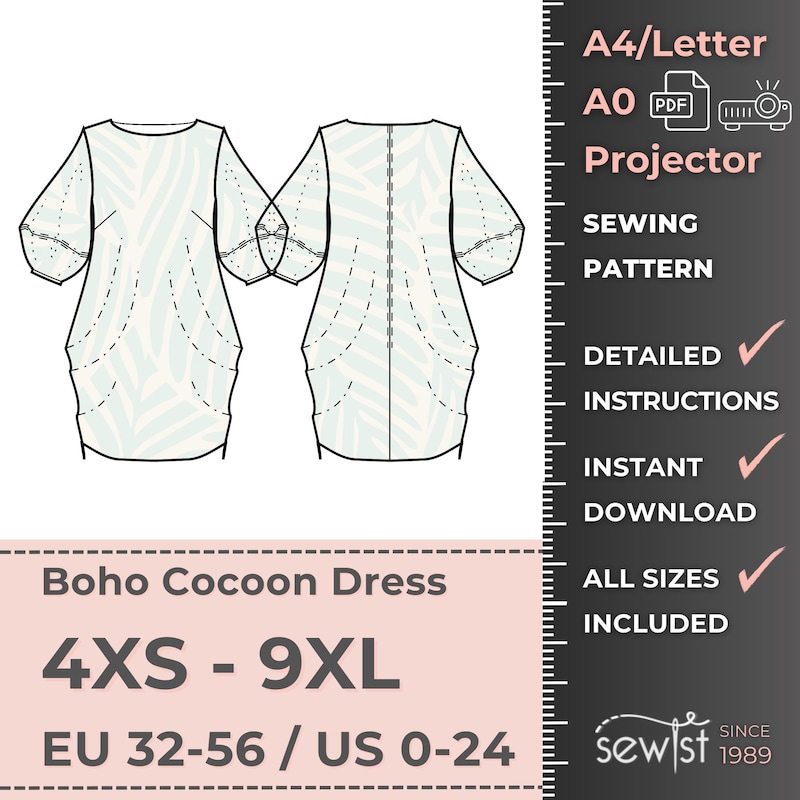 Cocoon Dress Pattern - Etsy