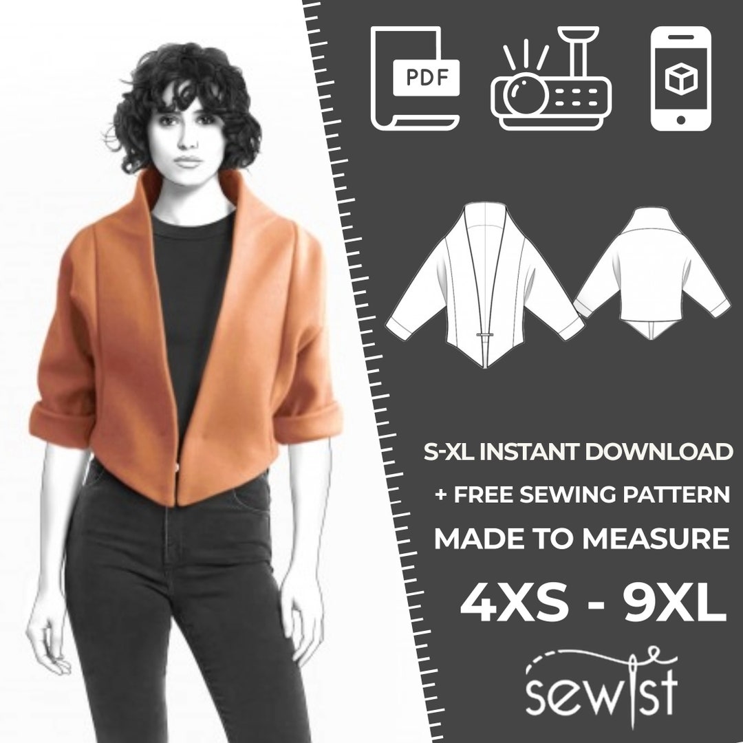 2477 Jacket Sewing Pattern PDF Download, S-M-L-XL or Free Made to ...