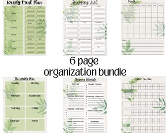 Printable Organization Bundle, Weekly Planner, Meal Planner, Printable ...