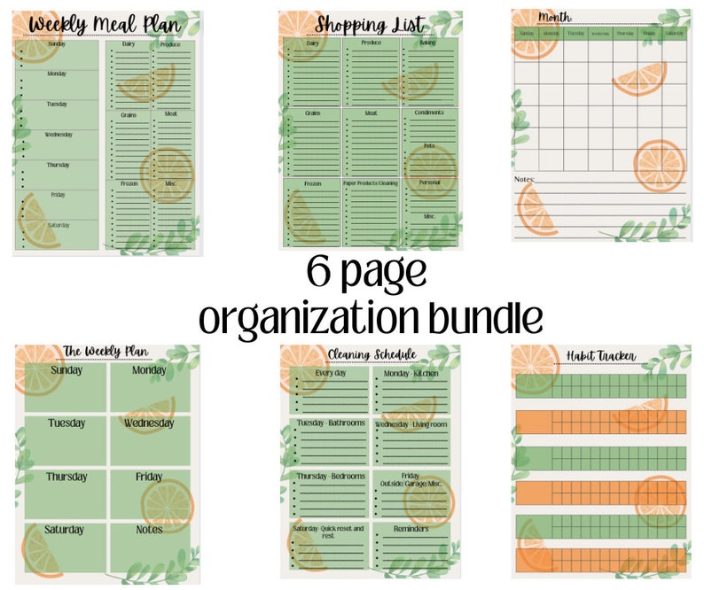 Printable Organization Bundle, Weekly Planner, Meal Planner, Printable ...
