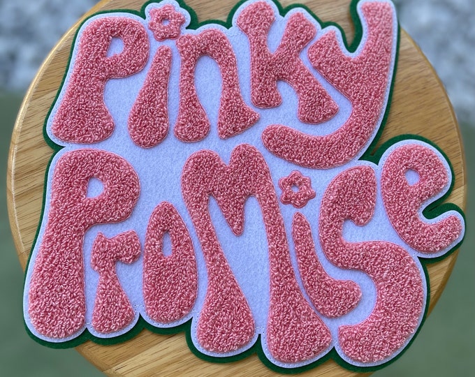Pinky Promise Iron-on Chenille Patch XL 11x10 Pink and Green AKA Gift ...
