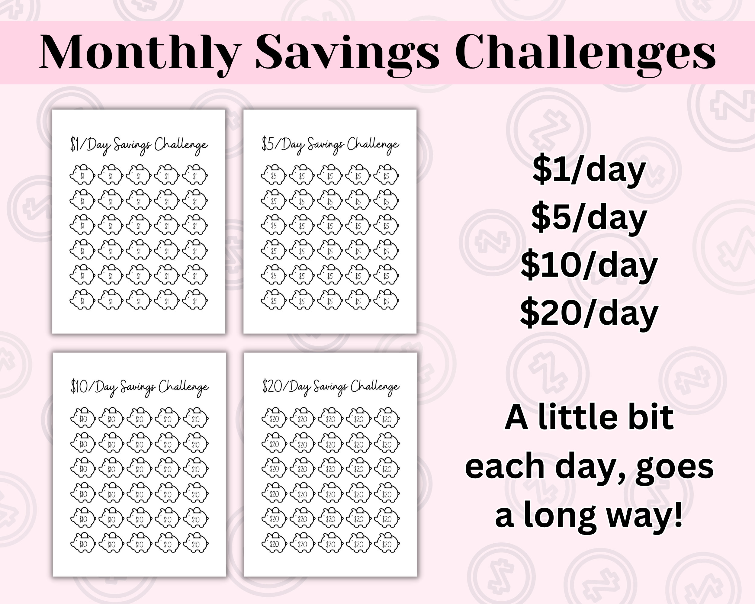 Money Saving Challenge Printable Saving Challenge Bundle Money Saving ...