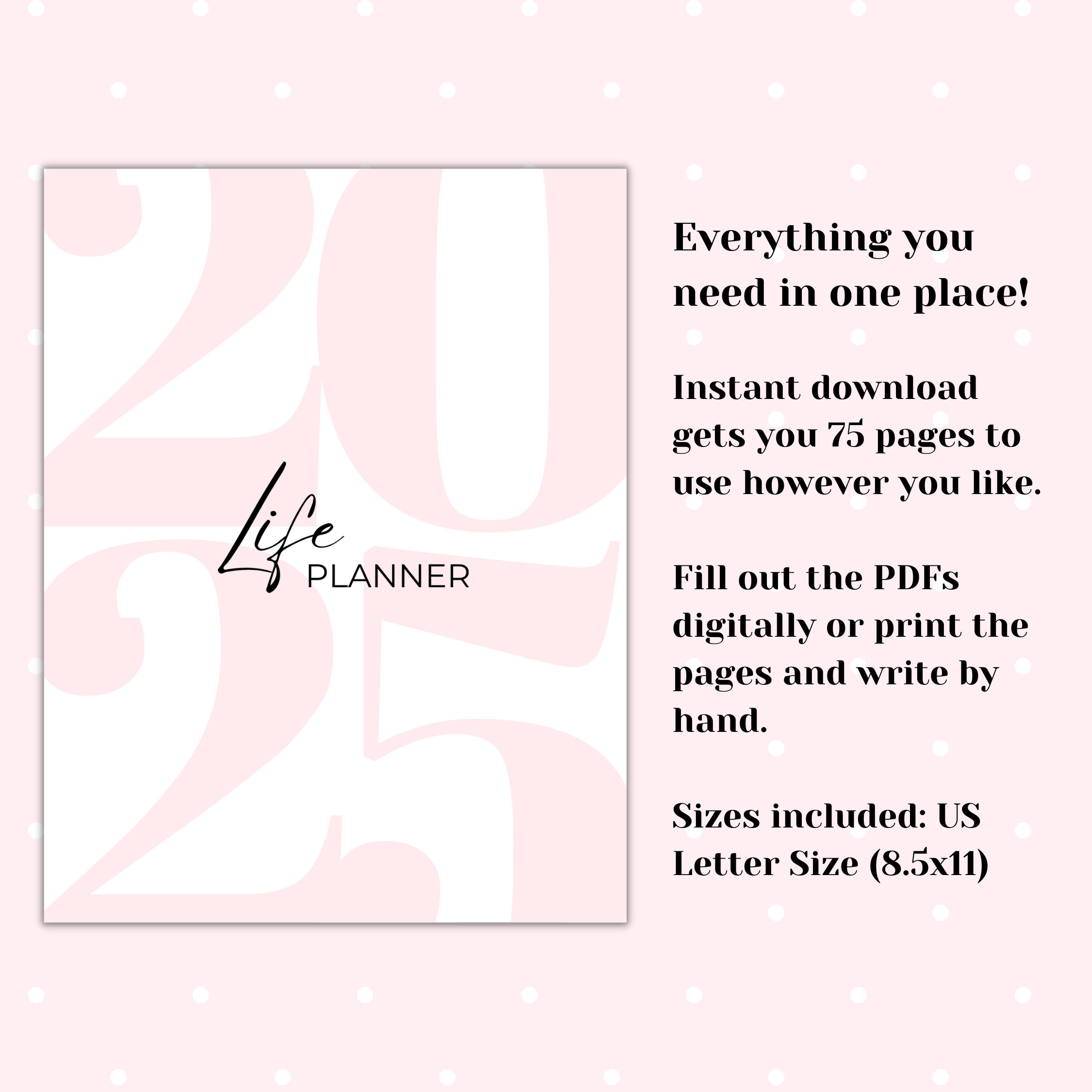 2025 Pink Planner Pink 2025 Digital Planner 2025 Planner Bundle Dated ...