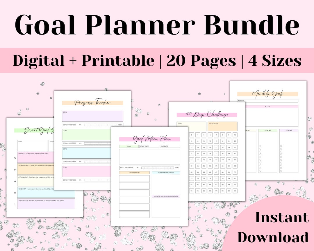 Goal Planner Printable Digital Goal Planner Kit 2024 Goals 2024 Goal ...