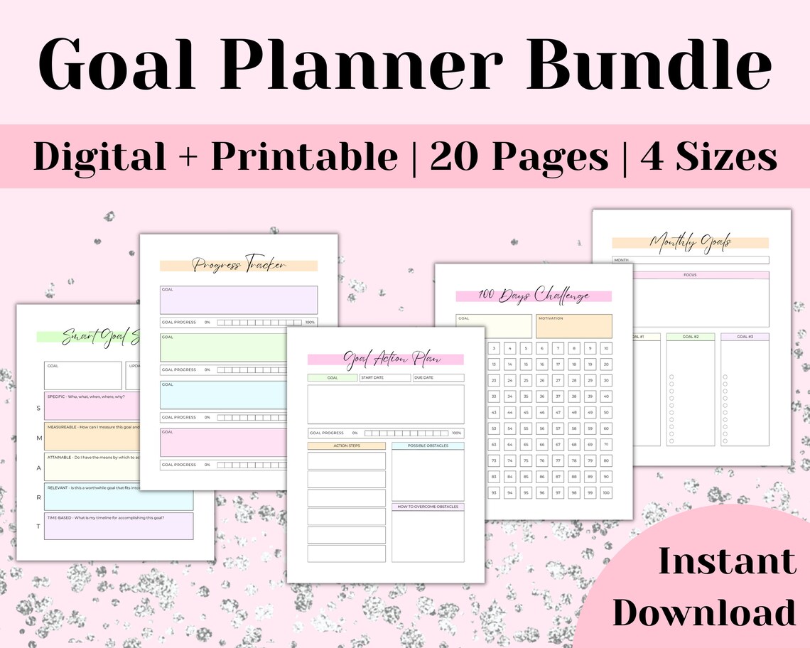 Goal Planner Printable Digital Goal Planner Kit 2024 Goals 2024 Goal ...