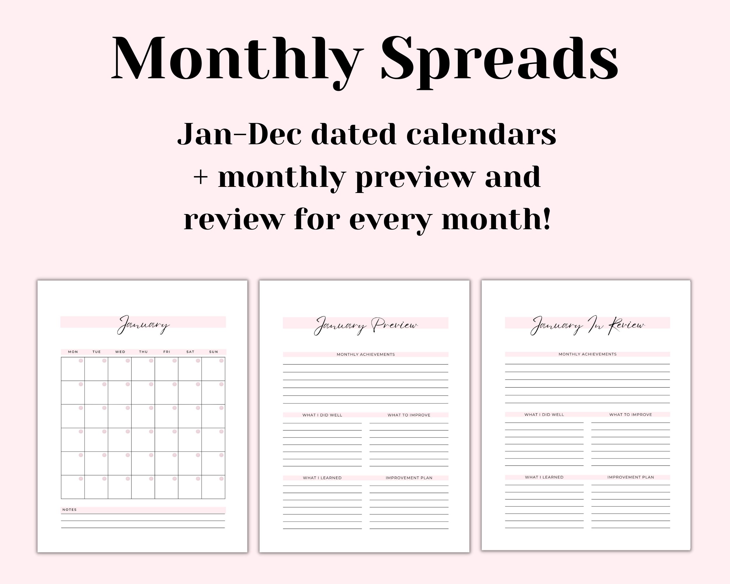 Pink Planner Printable Pink Digital Planner Printable Life Planner ...