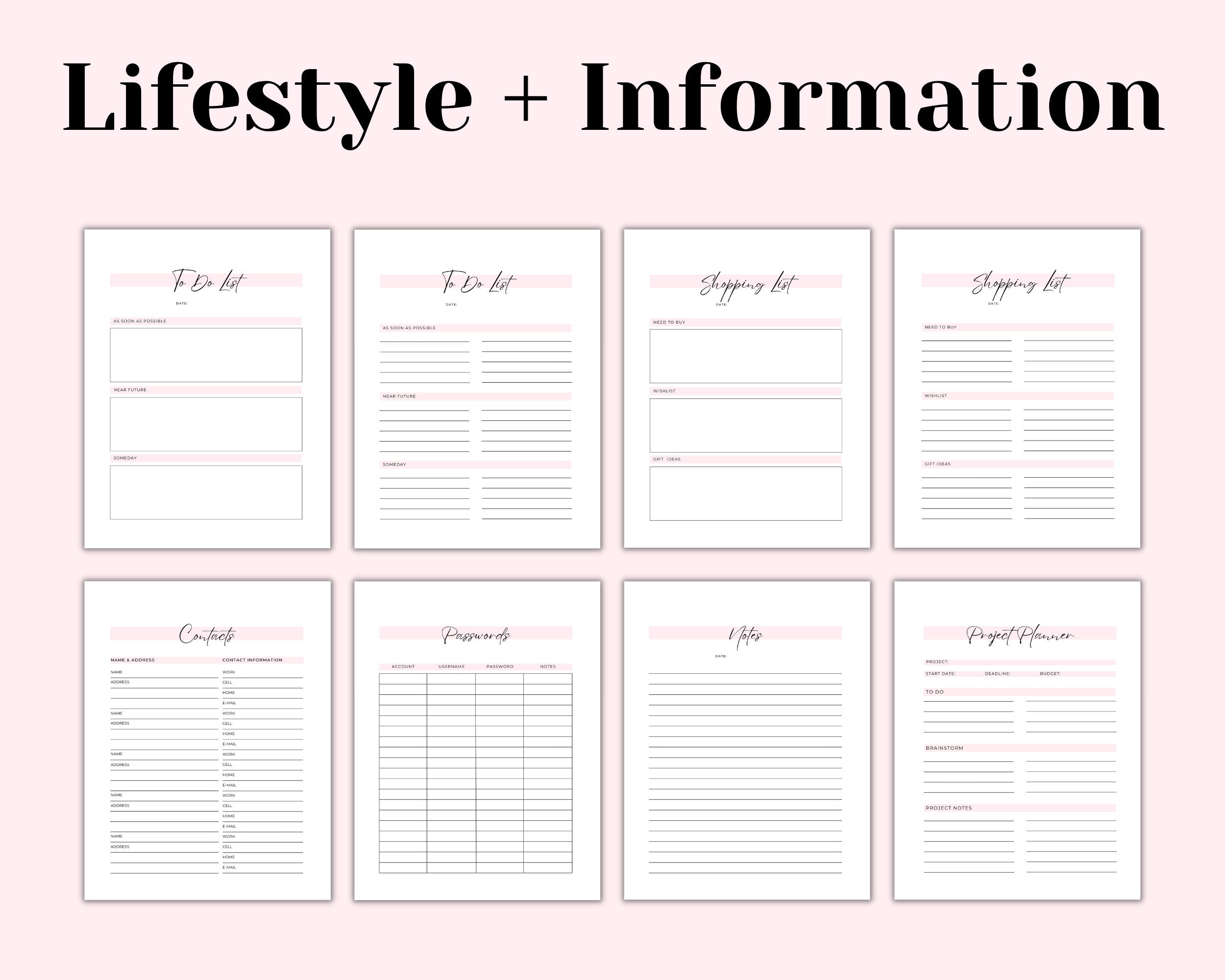 Pink Planner Printable Pink Digital Planner Printable Life Planner ...