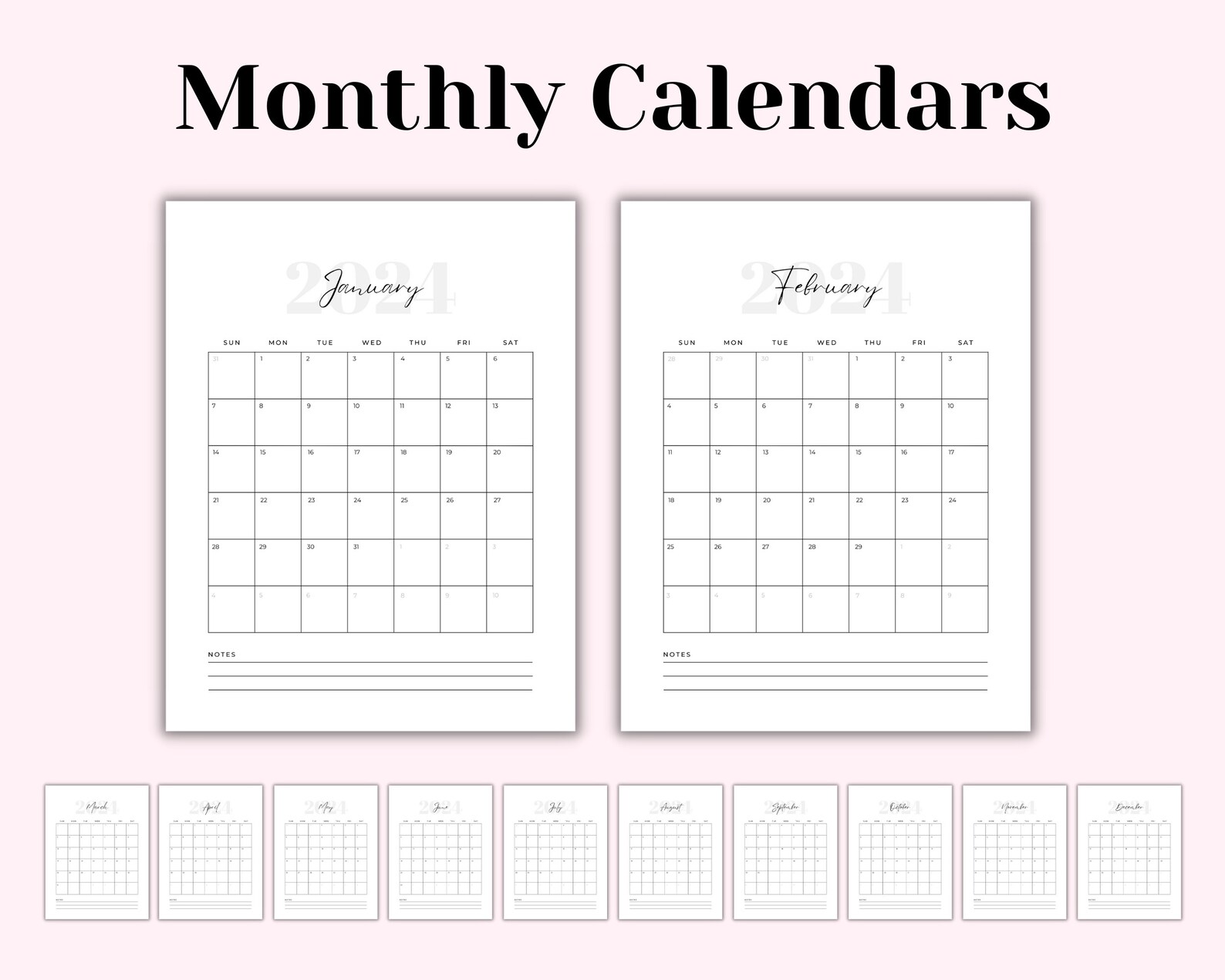 2024 Monthly Planner 2024 Monthly Calendar 2024 Calendar 2024 Planner ...