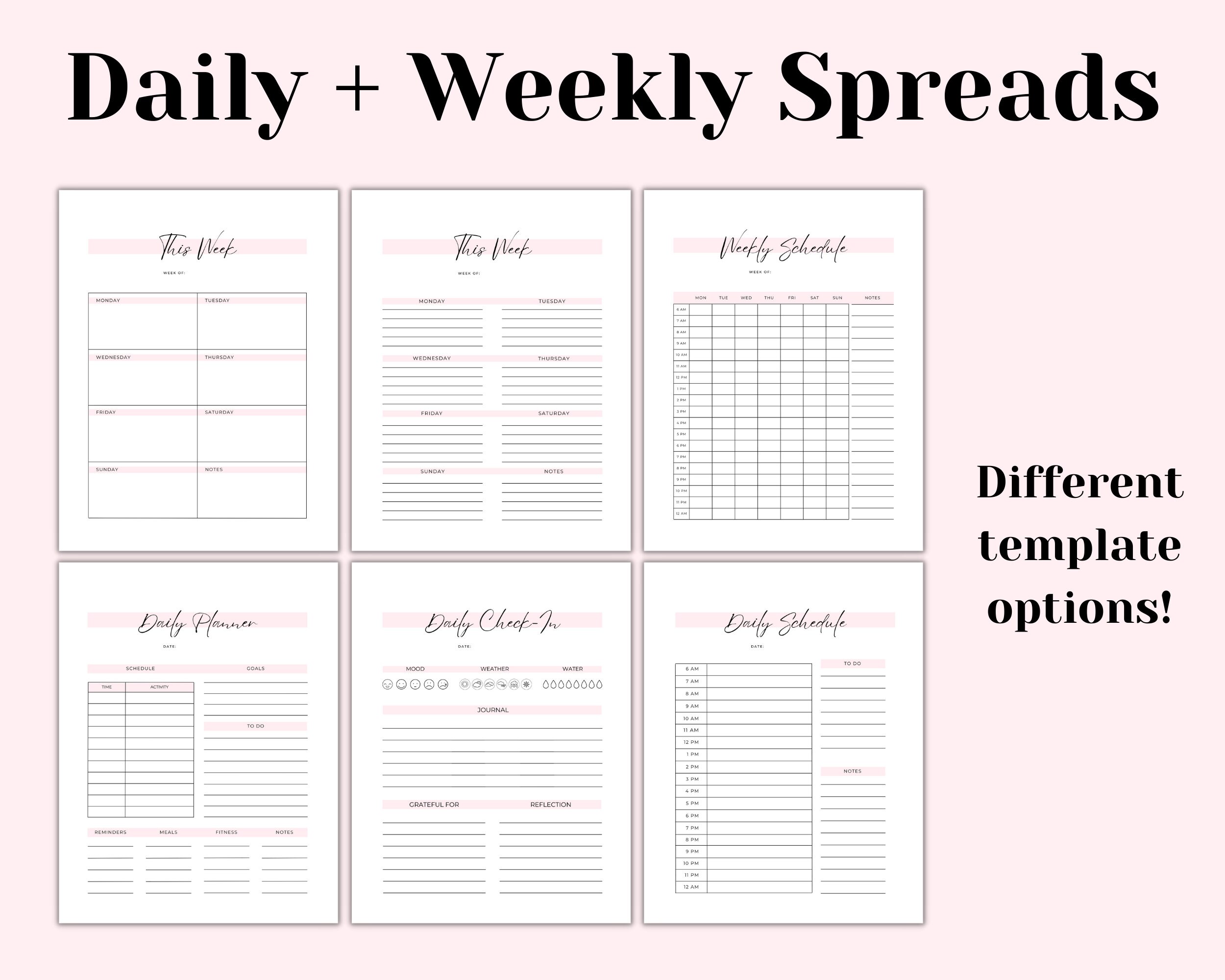 Pink Planner Printable Pink Digital Planner Printable Life Planner ...