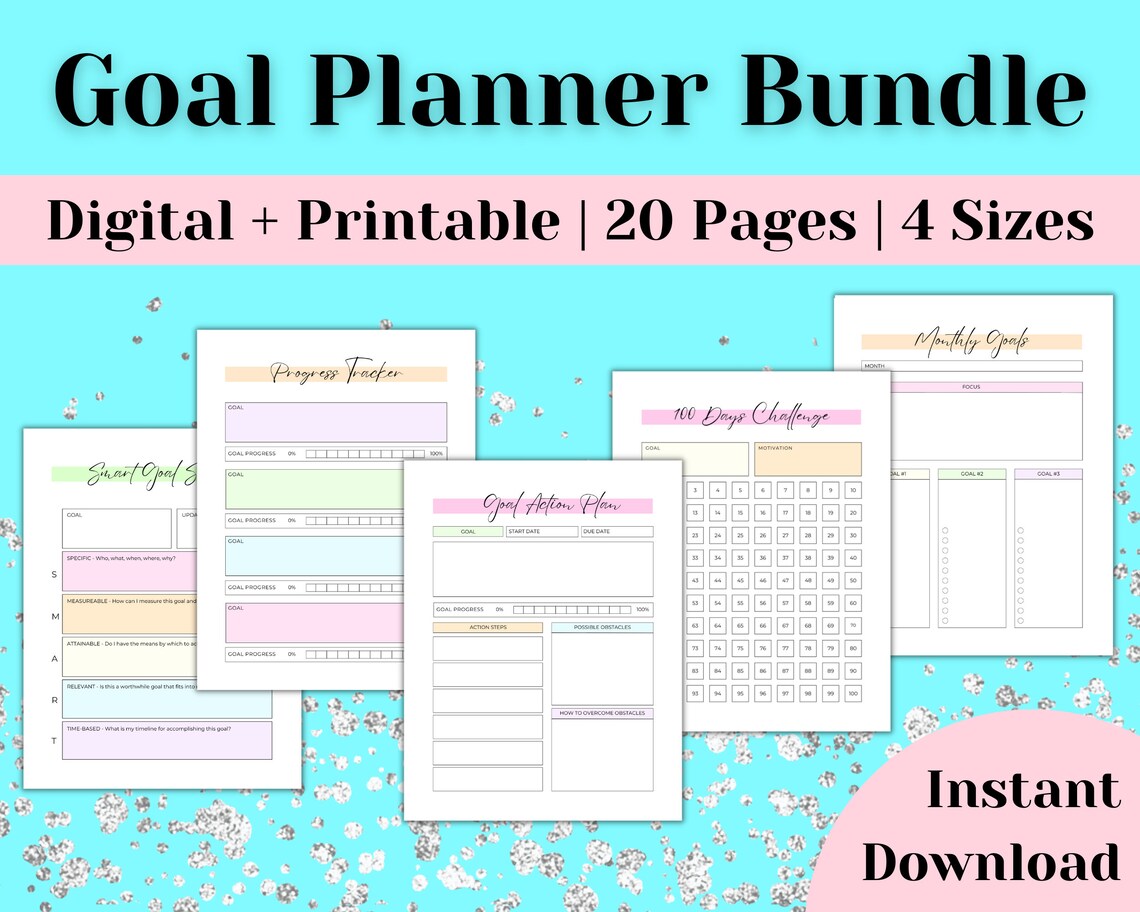 Goal Planner Printable Digital Goal Planner Kit 2023 Goals - Etsy