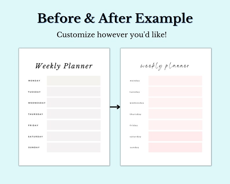 EDITABLE Weekly Planner Template Canva Template Digital Printable ...