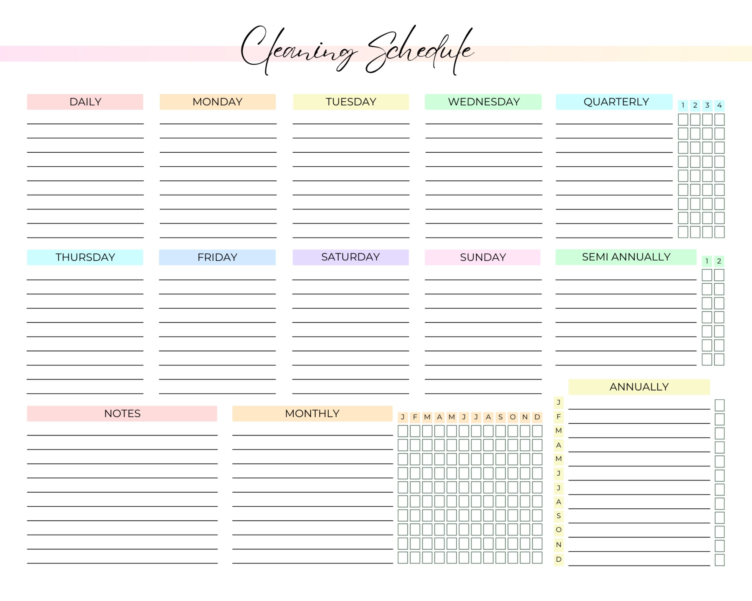 Home Cleaning Schedule Printable Cleaning Schedule Template Home ...