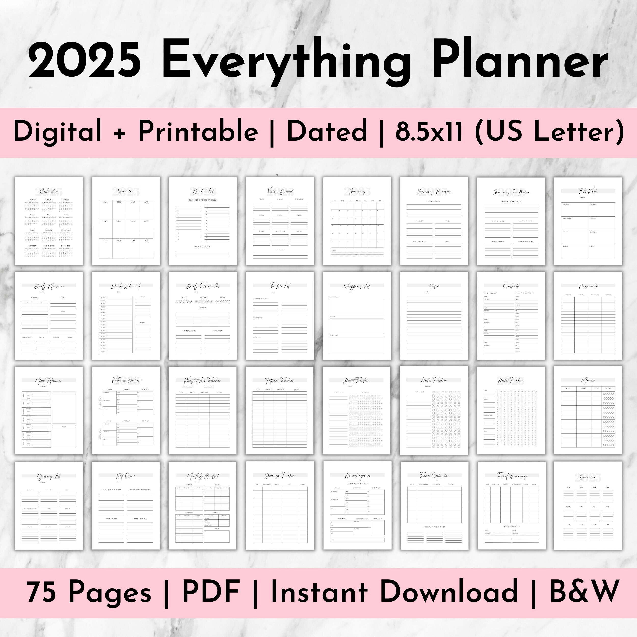 Life Planner 2025 Planner 2025 Digital Planner 2025 Planner Bundle ...