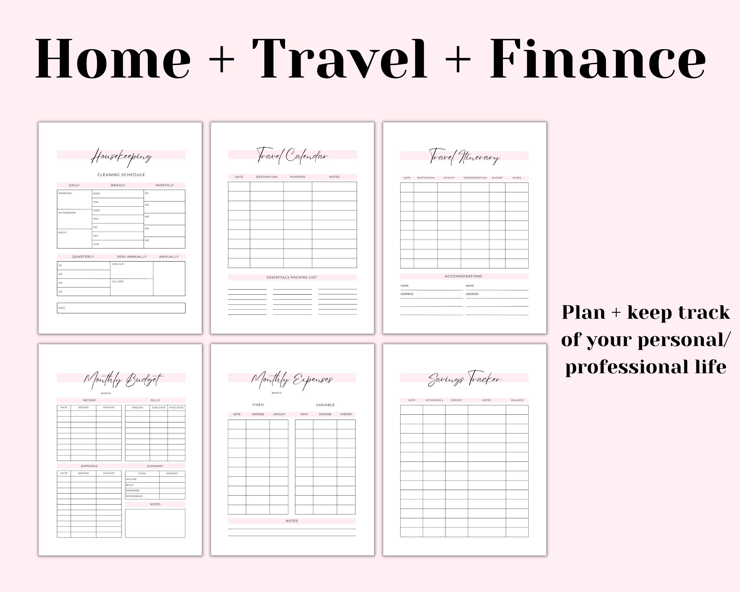 Pink Planner Printable Pink Digital Planner Printable Life Planner ...