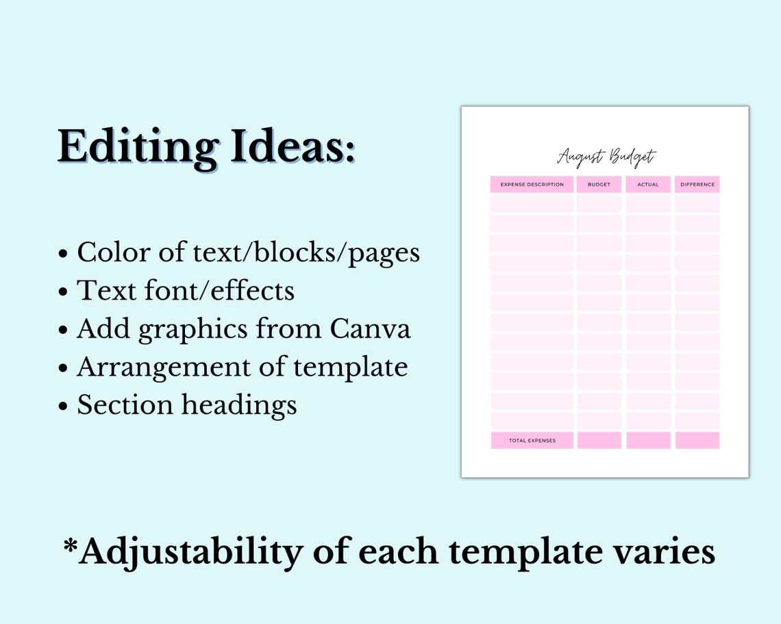 Editable Budget Planner Budget Tracker Monthly Budget Template A4 A5 5937