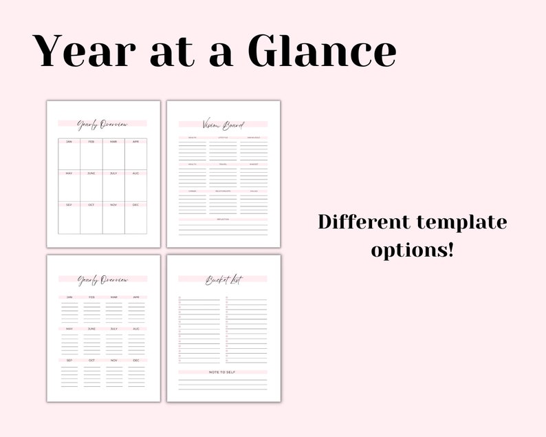 Pink Planner Printable Pink Digital Planner Printable Life Planner ...