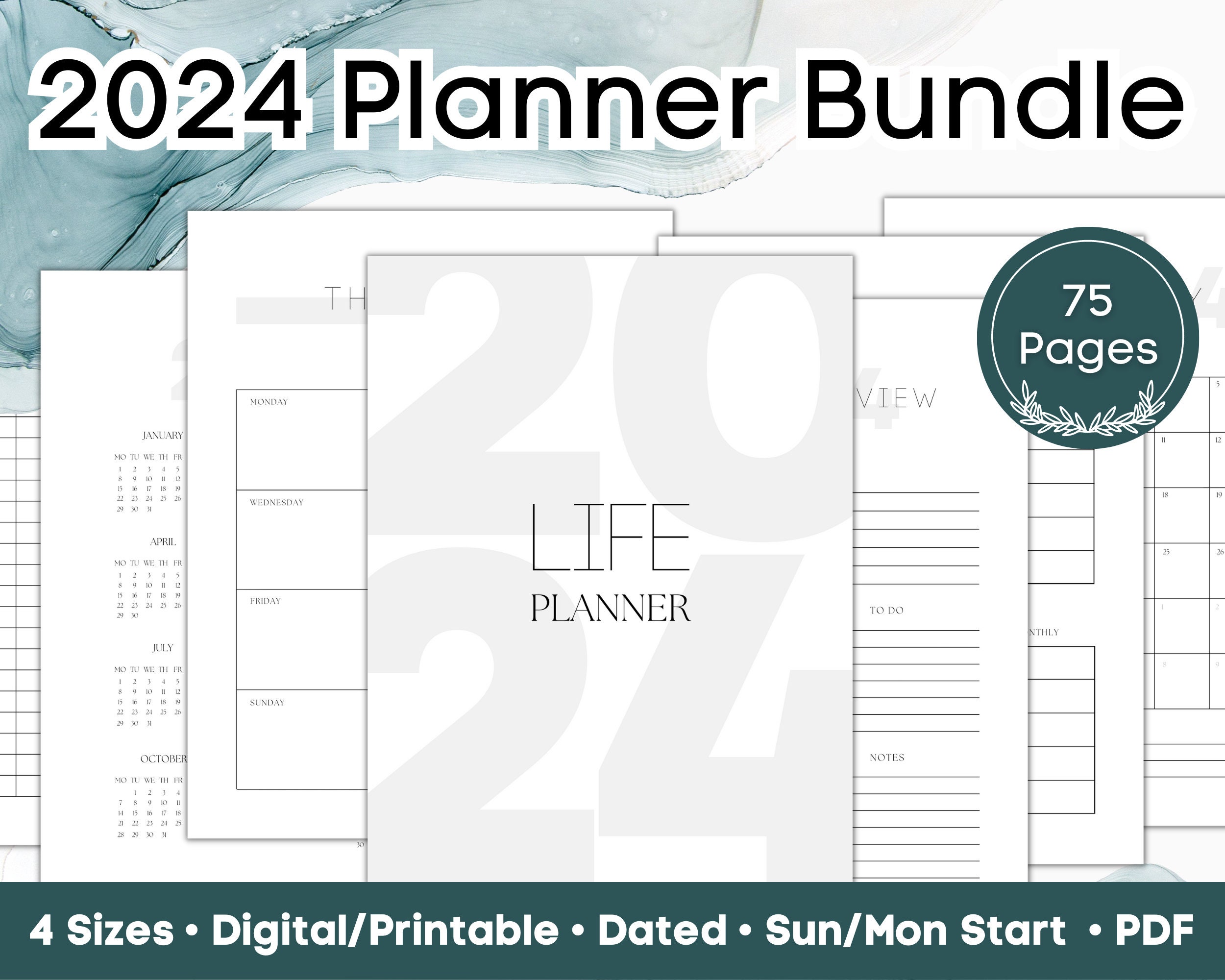 2024 Planner 2024 Digital Planner 2024 Planner Bundle Dated Planner ...