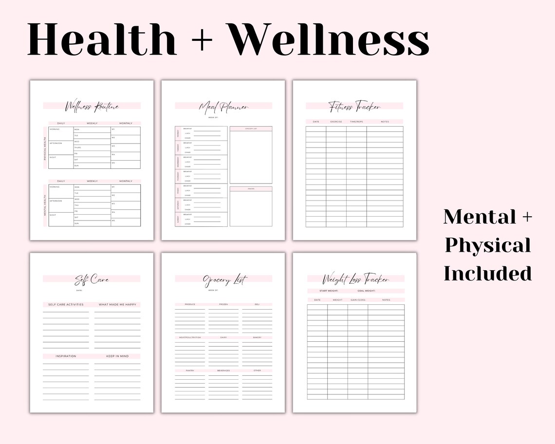 Pink Planner Printable Pink Digital Planner Printable Life Planner ...