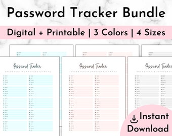 Password Tracker Password Log Digital Password Tracker Printable ...