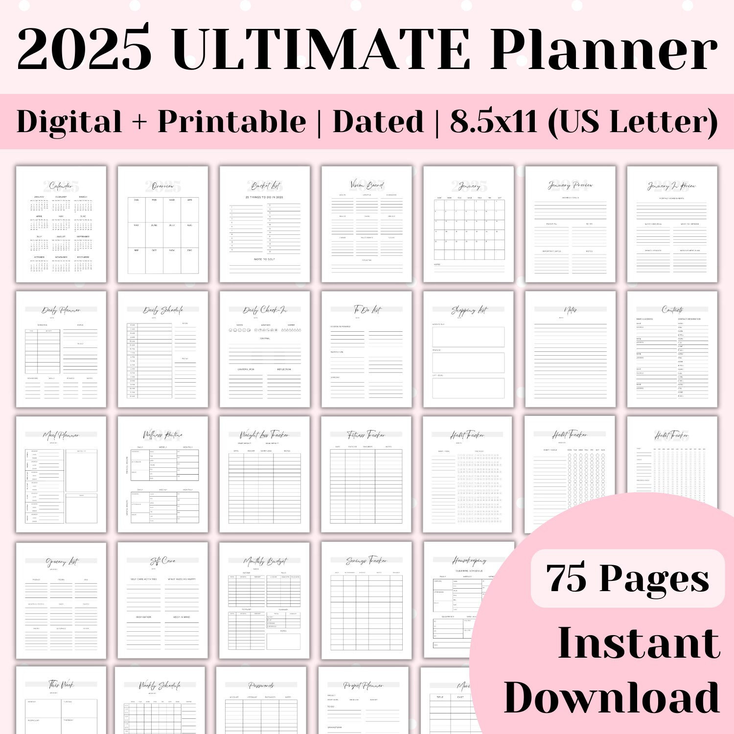 2025 Planner 2025 Digital Planner 2025 Planner Bundle Dated Planner ...
