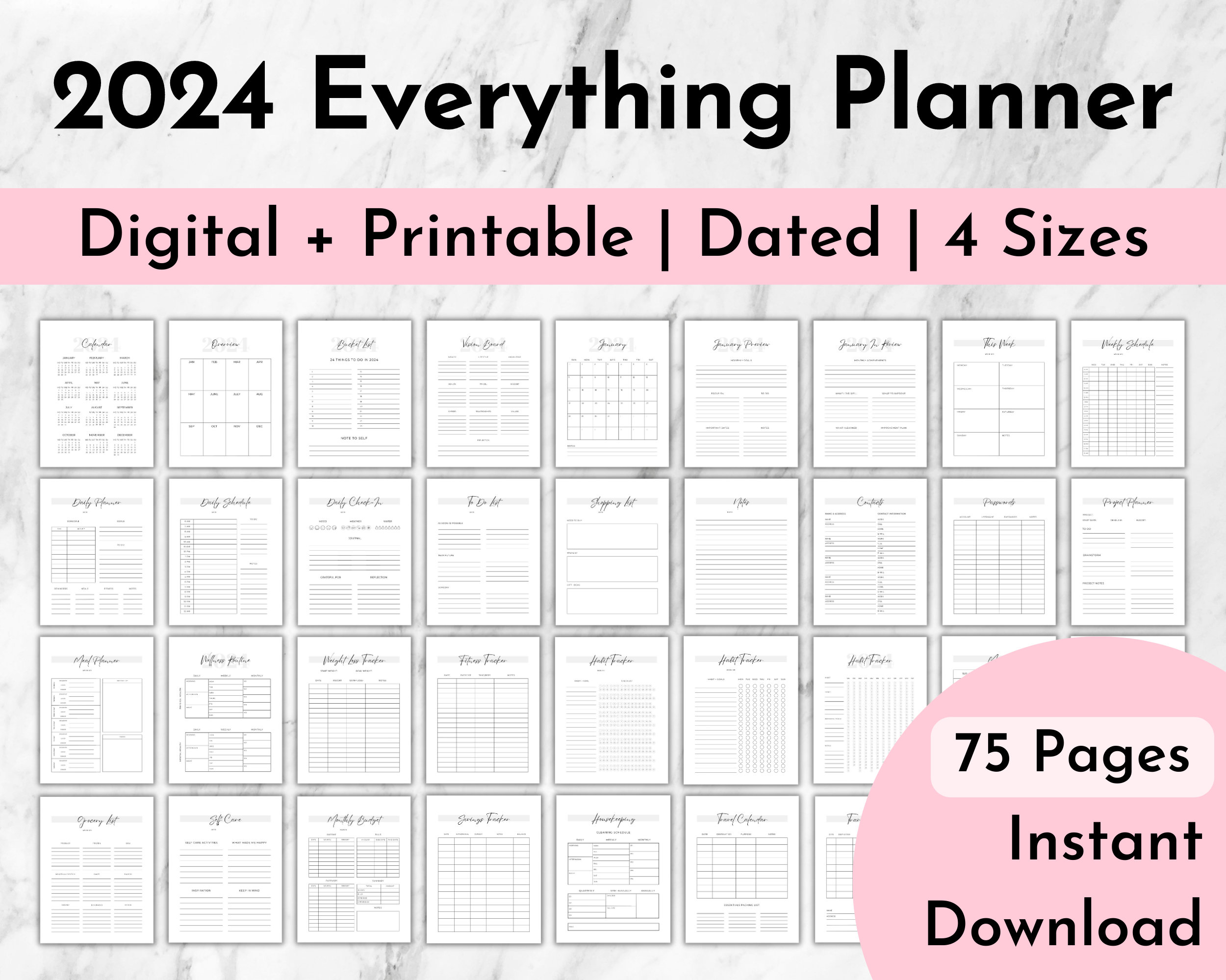 Life Planner 2024 Planner 2024 Digital Planner 2024 Planner Bundle ...