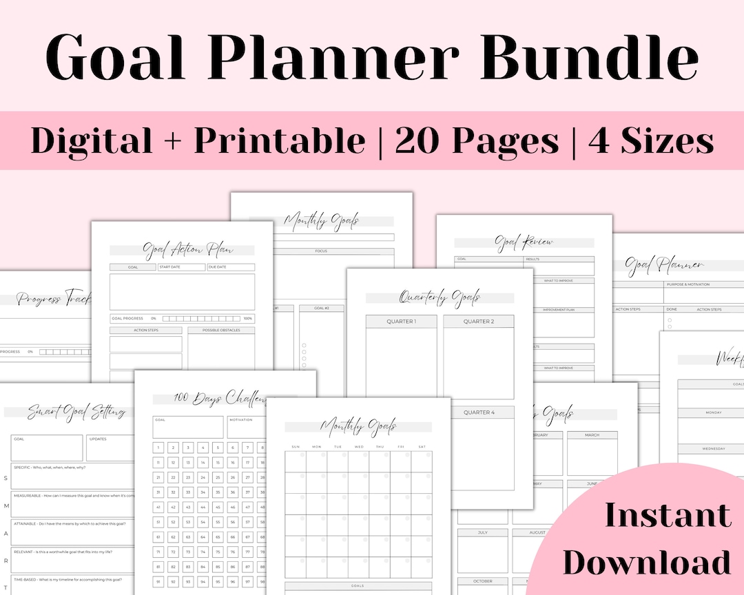 Goal Planner Printable Digital Goal Planner Kit 2024 Goals 2024 Goal ...