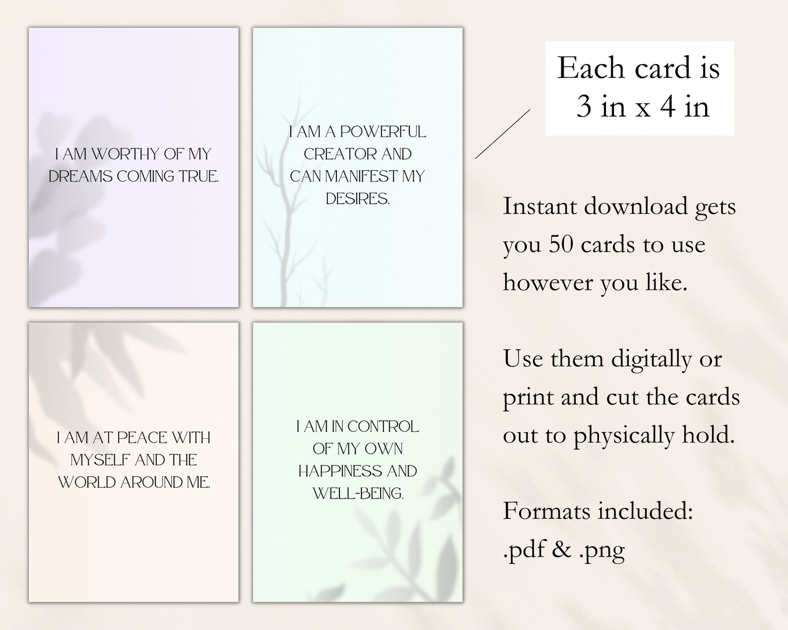 Affirmation Cards Printable Positive Affirmation Cards Deck Daily ...