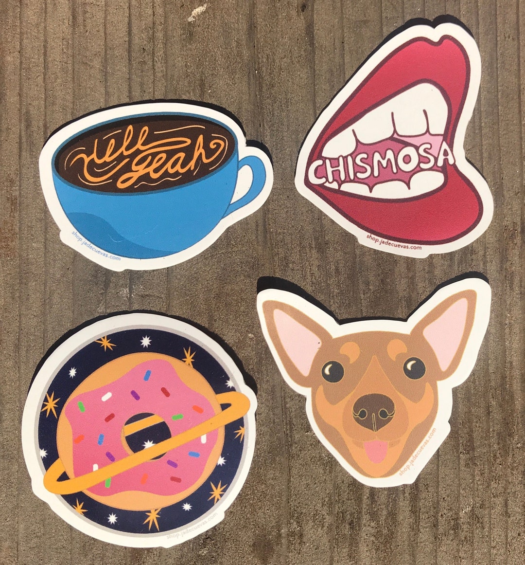 Sticker Set Chismosa, Hell Yeah Coffee, Space Doughnut, & Ay Chihuahua ...