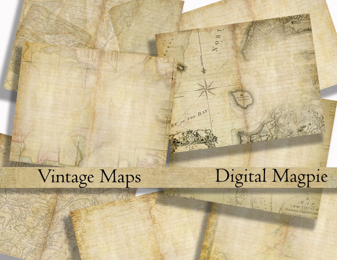 Printable diy journal pages Vintage Maps digital paper pack | Etsy