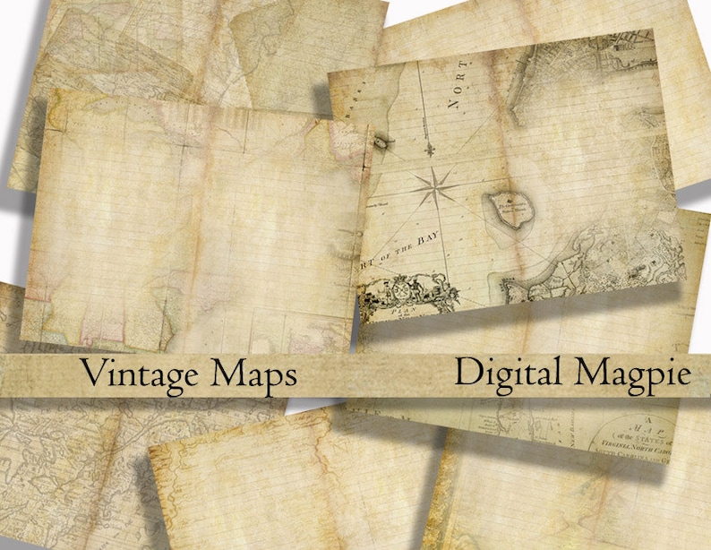 Printable diy journal pages Vintage Maps digital paper pack | Etsy
