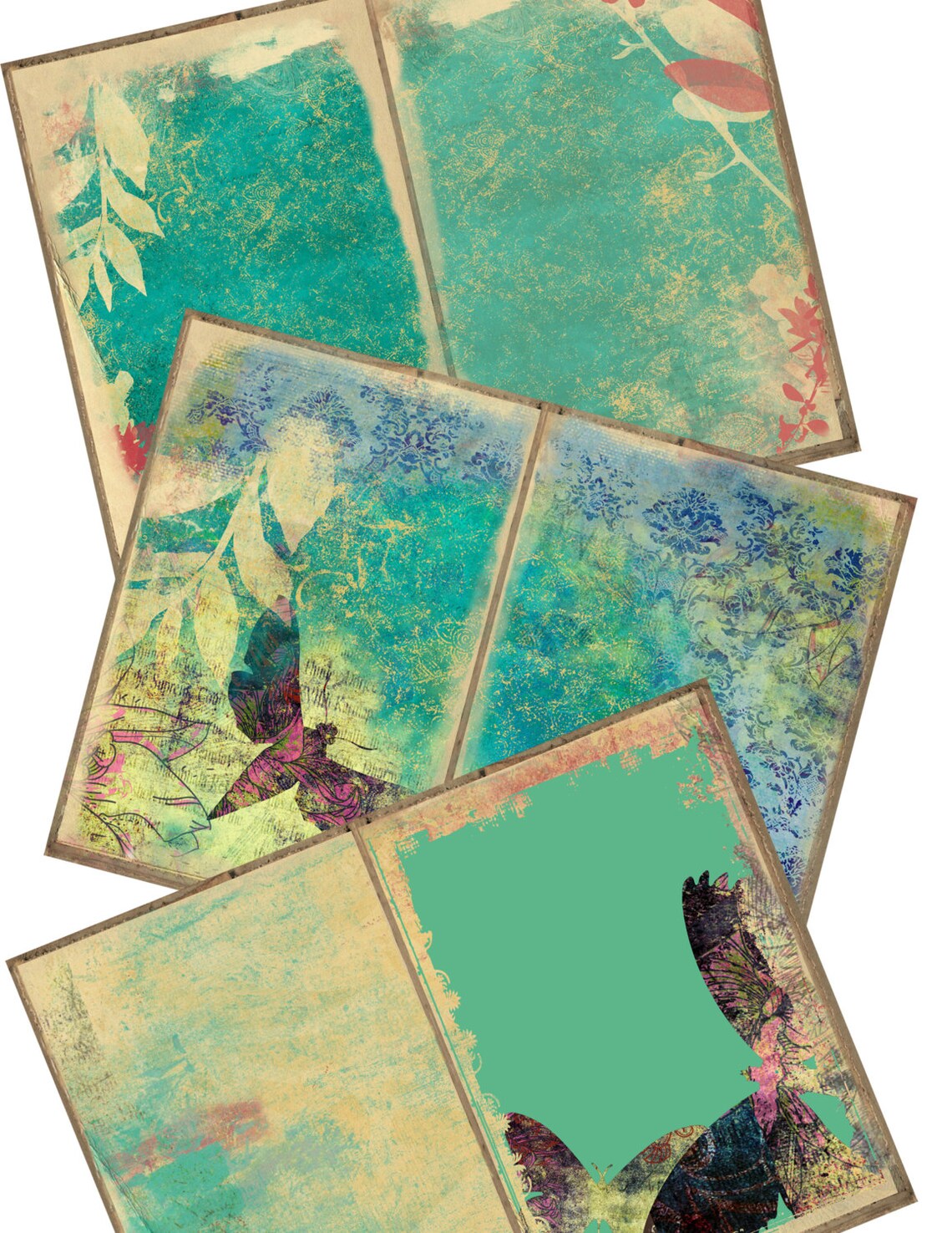 Printable Journal Pages Digital Paper Pack Shabby Collage Sheet Garden ...