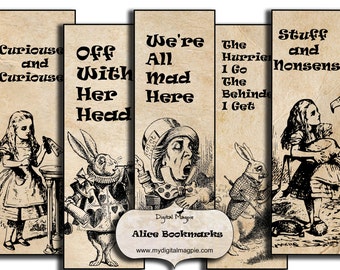 Alice in Wonderland Bookmarks, Digital Download - Etsy