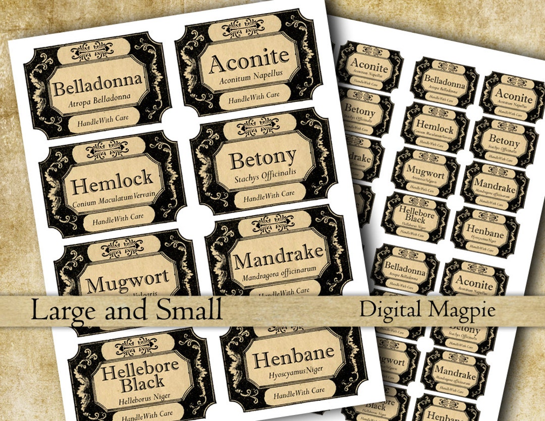 Poison Labels Halloween Apothecary Potion Bottle Deadly Plants Herbs ...