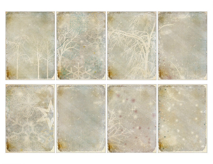 Winter Frost snow Christmas digital collage sheet old shabby | Etsy