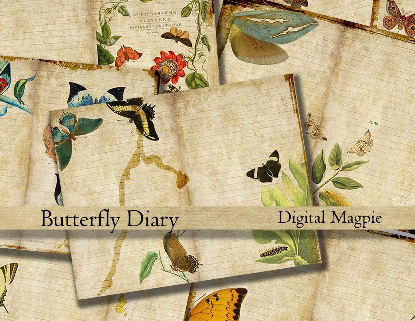 Butterflies DIY printable journal pages digital paper pack | Etsy