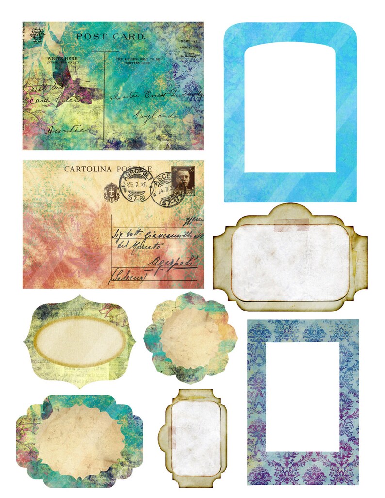 Printable journal kit ephemera digital collage sheet Garden of | Etsy