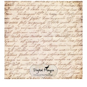 Antique Script Digital Paper Pack Printable Scrapbook Old Paper Vintage ...