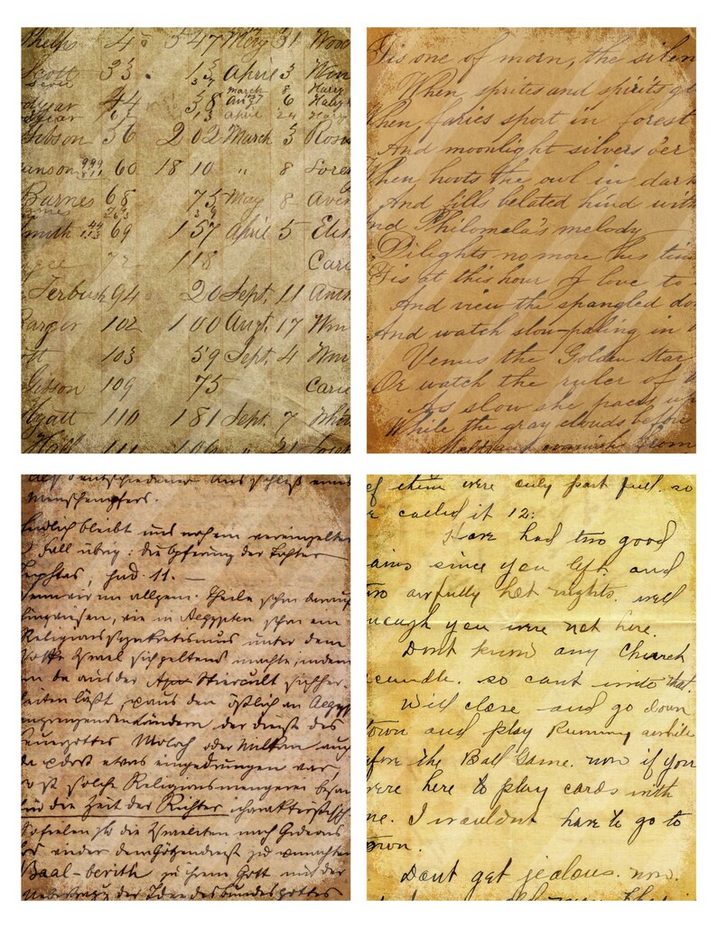 Vintage Script Digital Paper Pack Printable Scrapbook Old - Etsy New ...