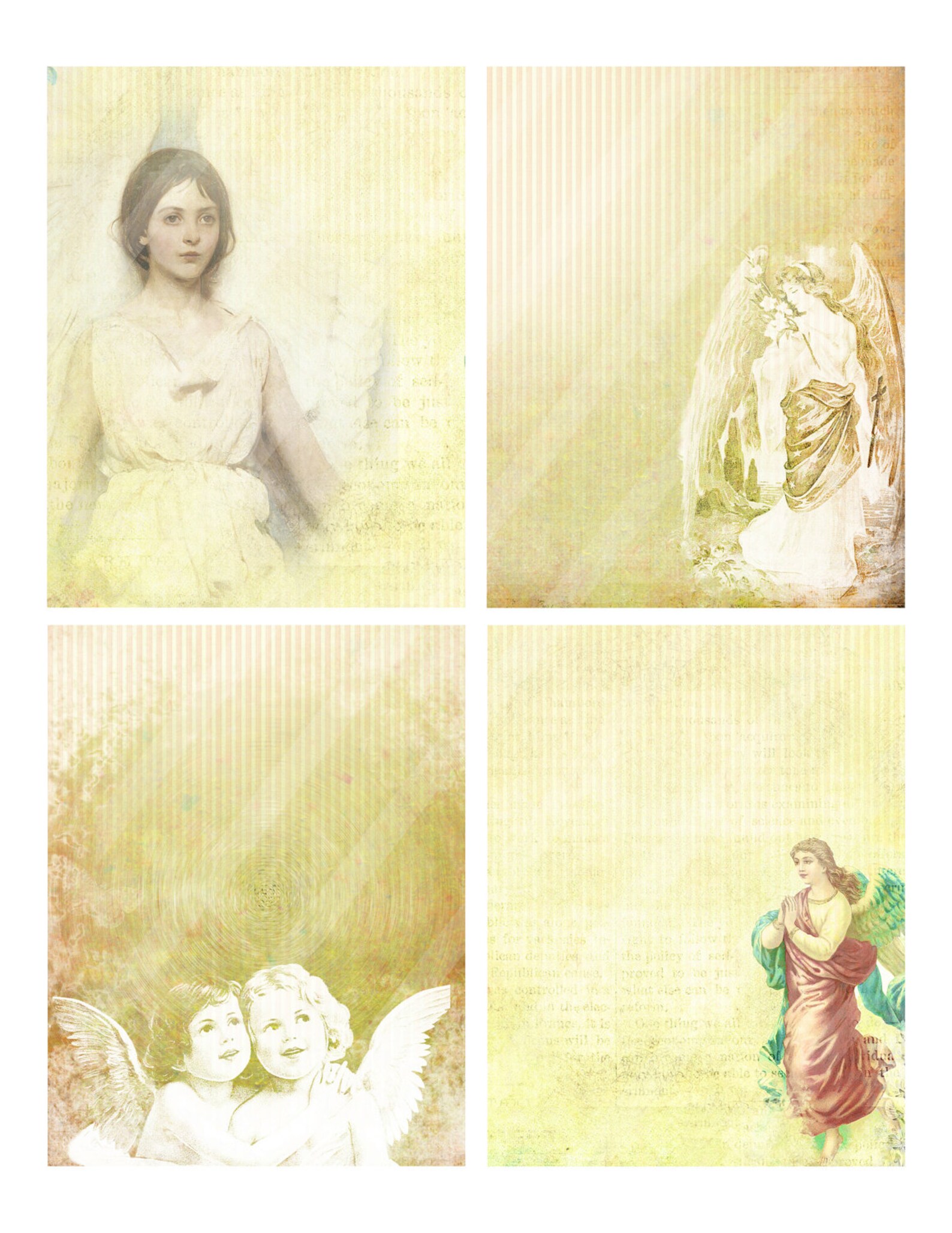 Angels Scrapbook Paper Antique Digital Paper Pack Printable Old Aged ...