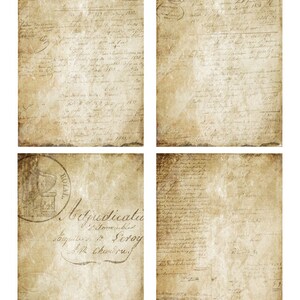 Antique French Script Digital Paper Pack Printable Scrapbook Old Paper ...